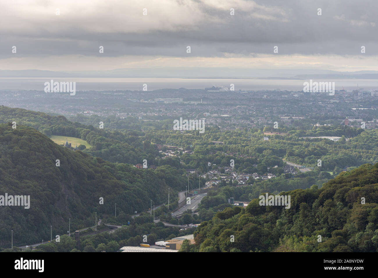 The cityscape of Cardiff is laid out below The Garth Mountain ...