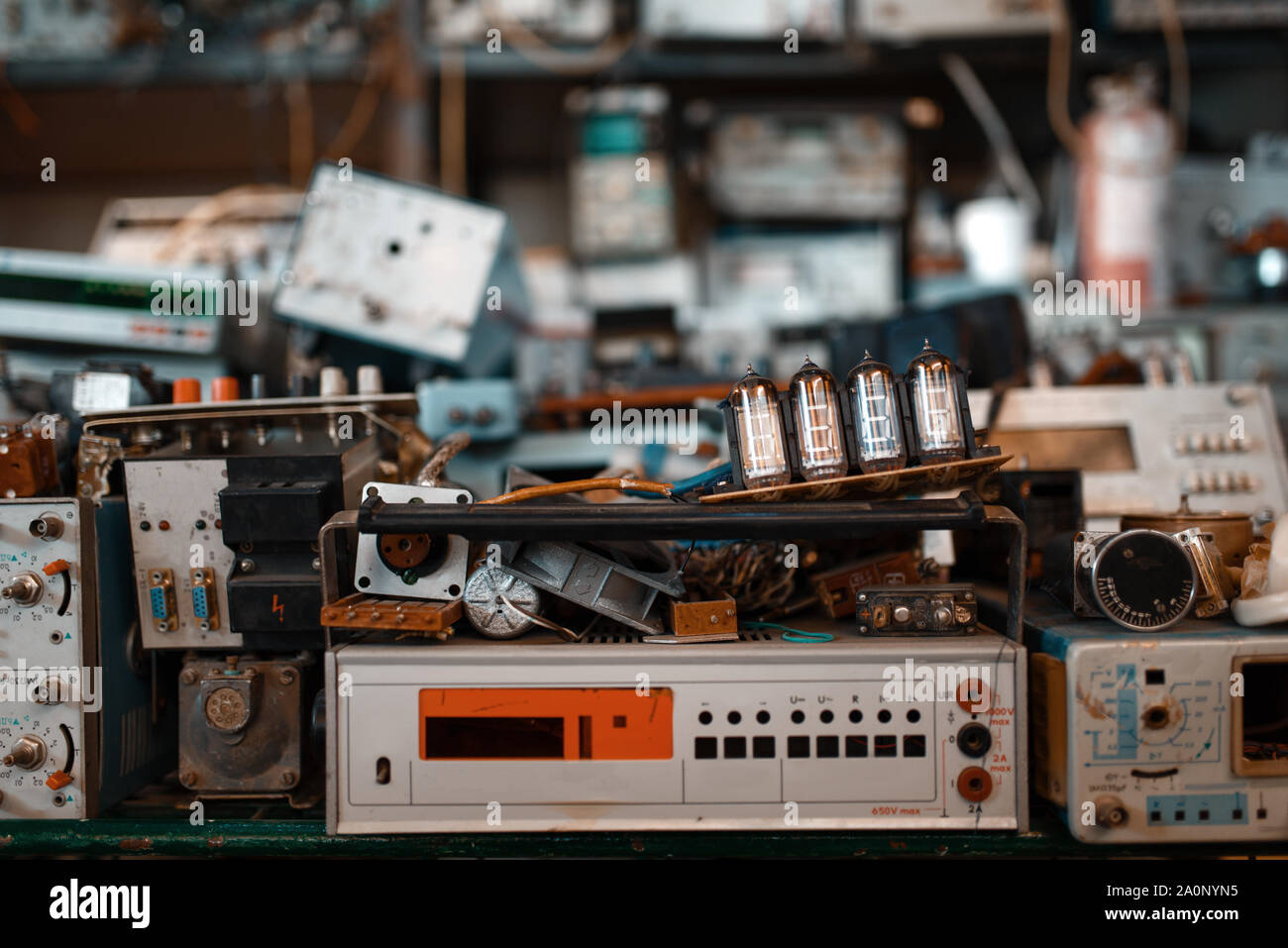 Old electrical testing tools in laboratory, nobody Stock Photo - Alamy