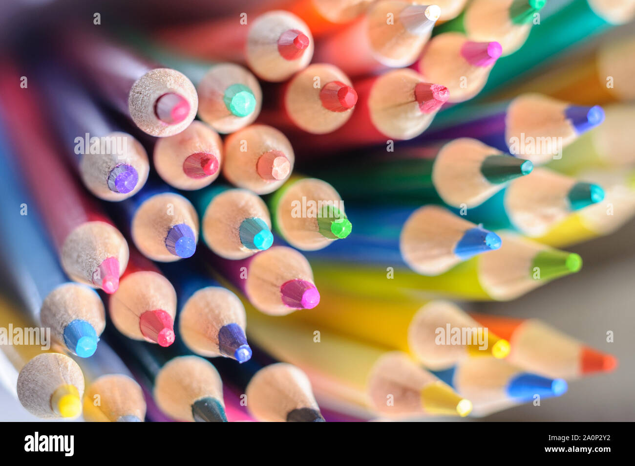 mixed group of wooden bright color pencils for drawing Stock Photo - Alamy