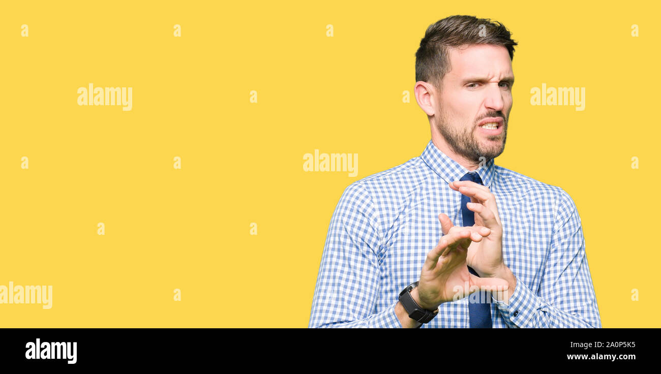 Handsome business man wearing tie disgusted expression, displeased and ...