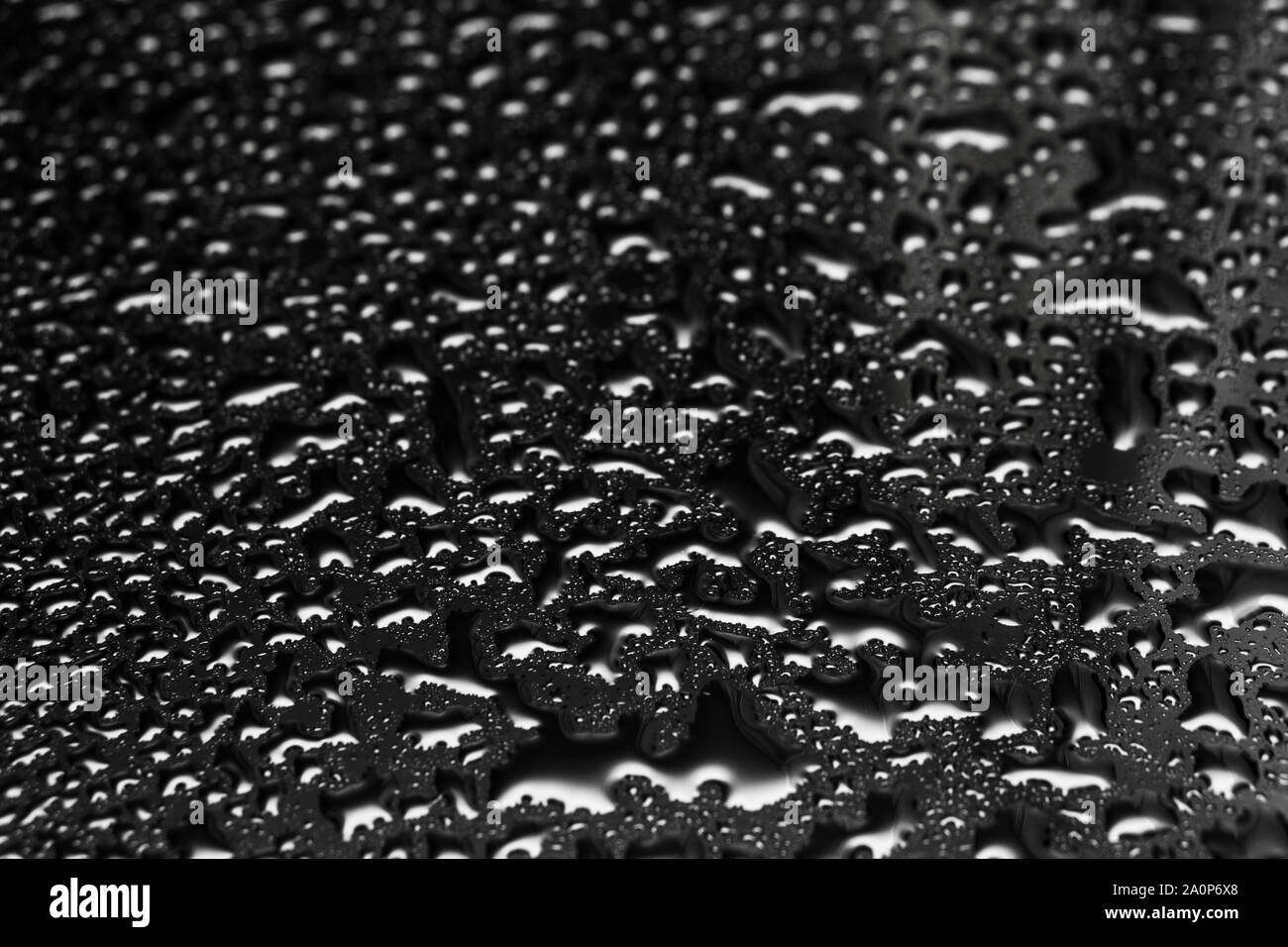 Shiny water drops on a dark glass. Water drops on black surface Stock ...