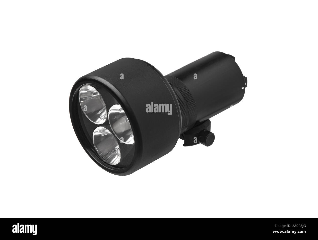 modern black metal flashlight isolated on white background Stock Photo ...