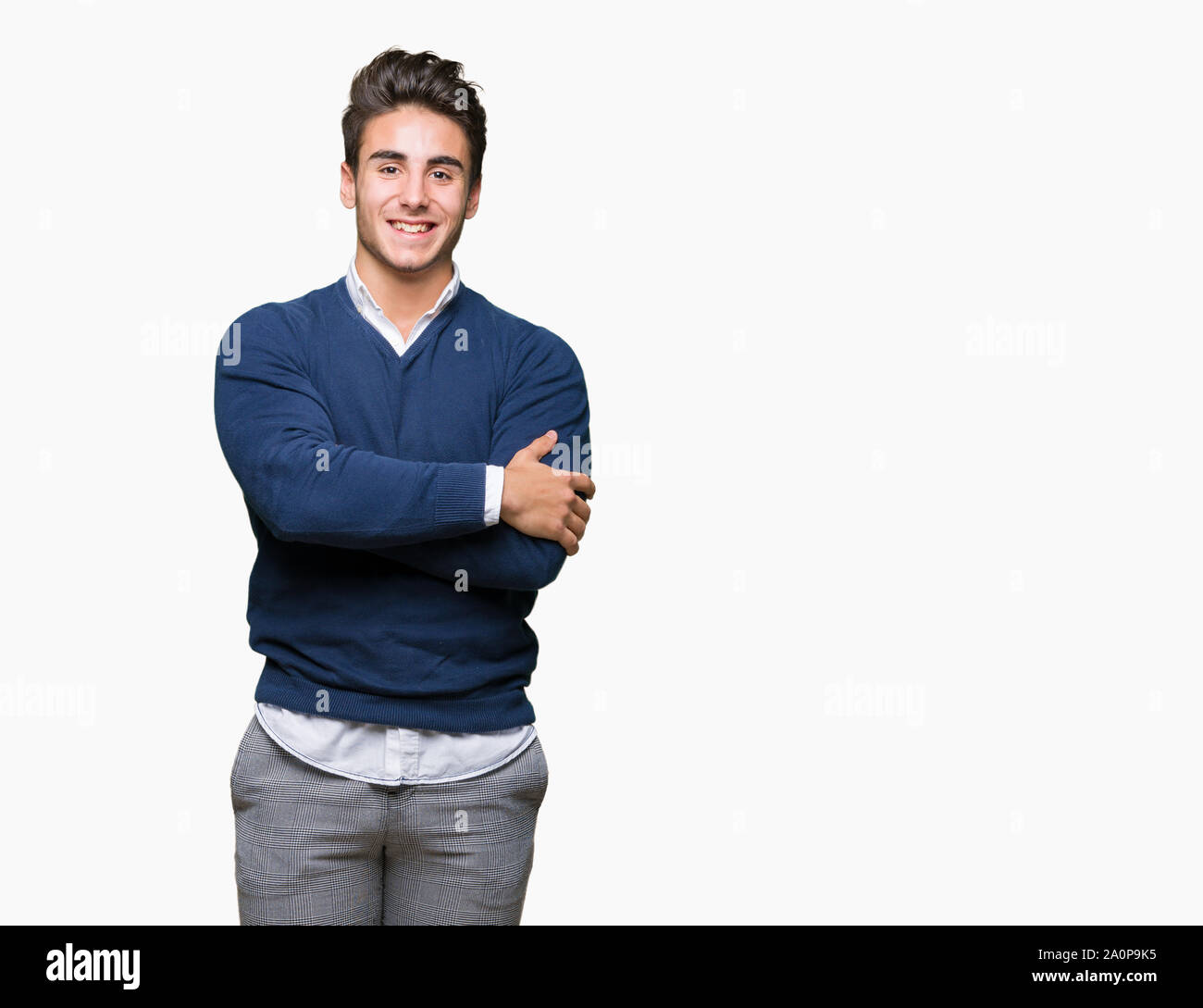 Young handsome business man over isolated background happy face smiling ...