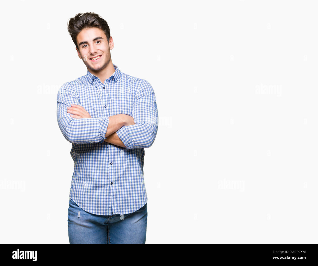 Young handsome business man over isolated background happy face smiling ...