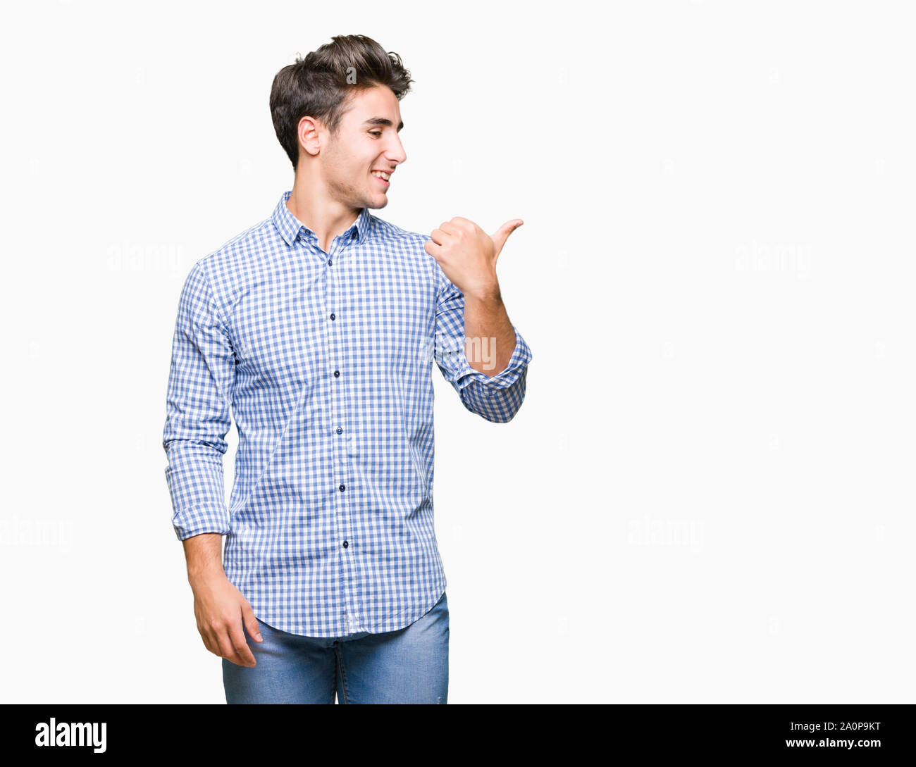 Young handsome business man over isolated background smiling with happy ...
