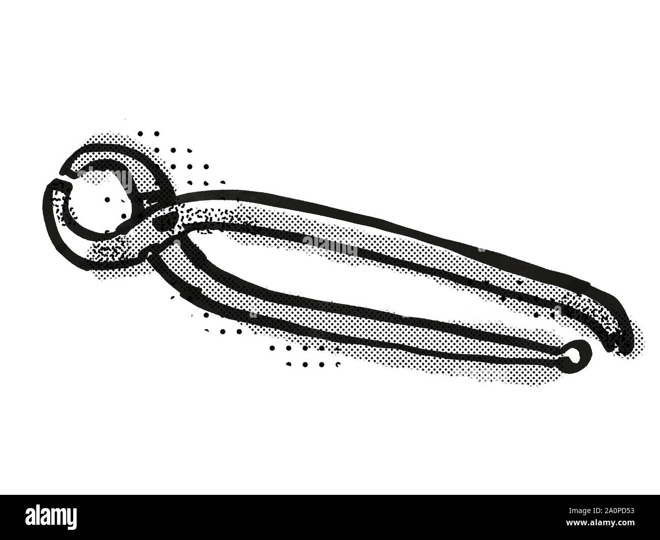 Retro cartoon style drawing of a pair of pincers , a woodworking hand ...