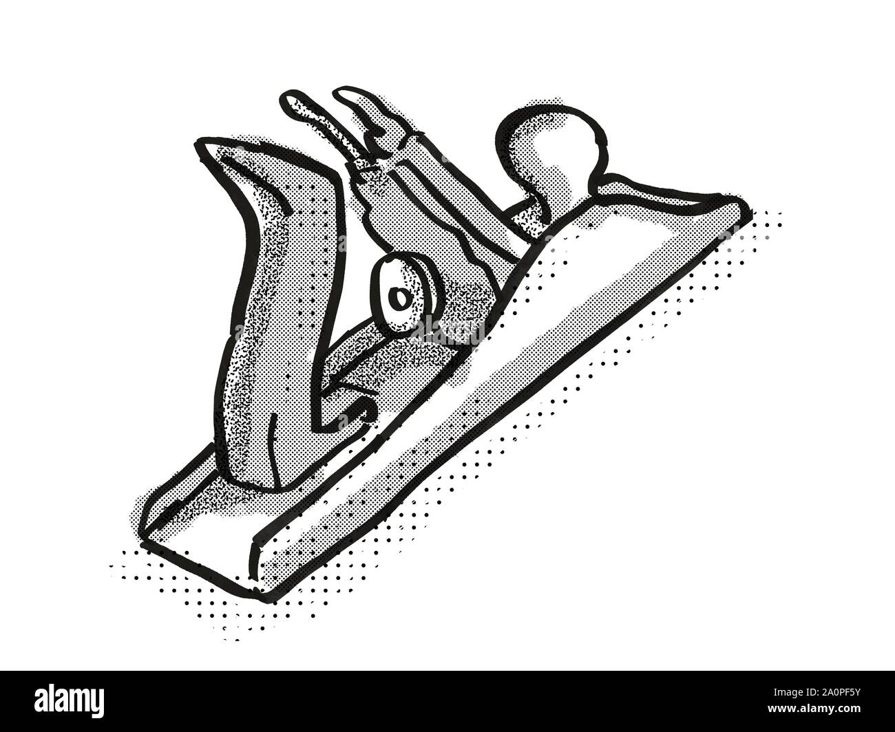 Retro cartoon style drawing of a wood smoothing plane , a woodworking ...