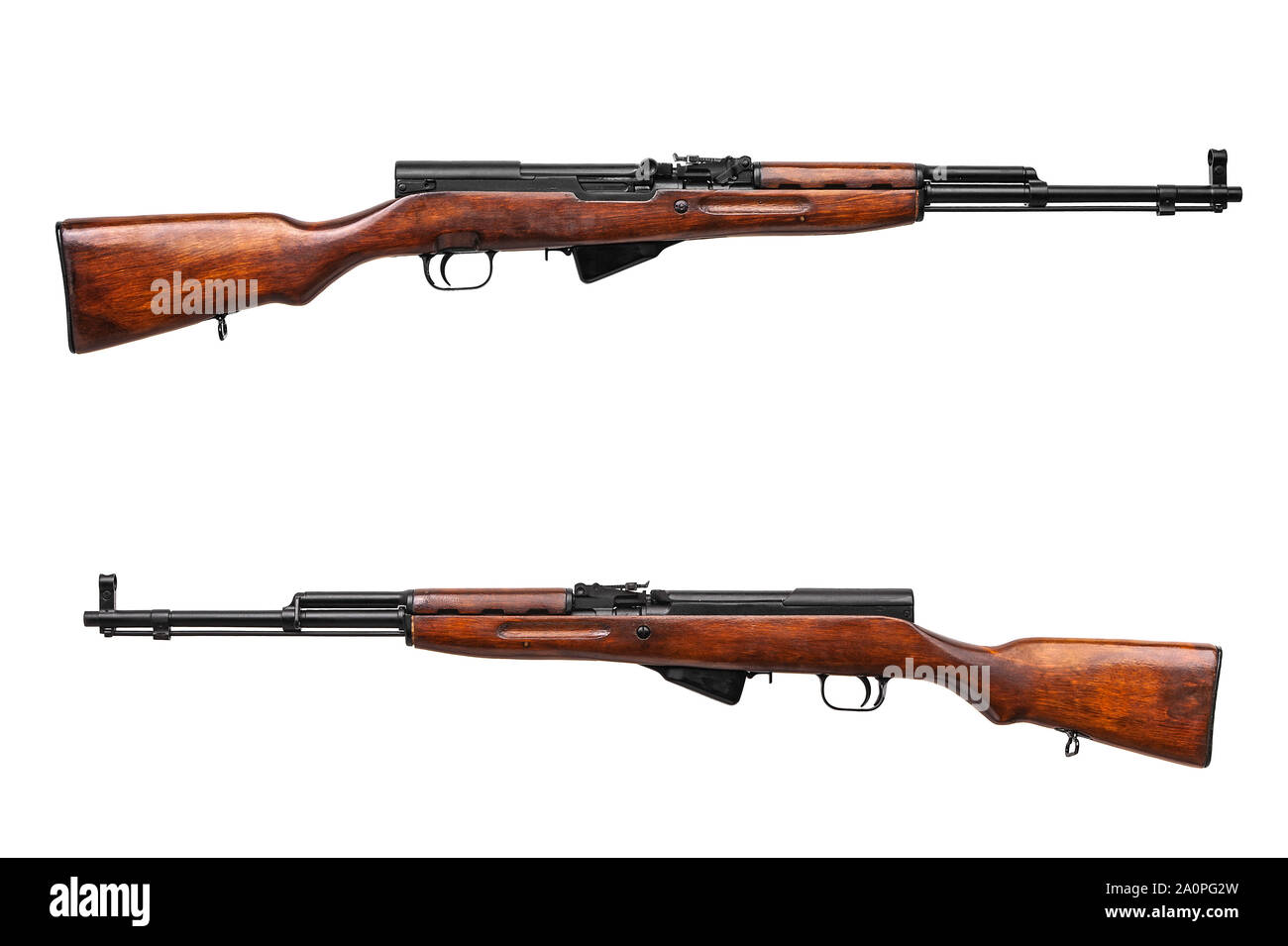 Vintage carabiner with a wooden butt. Semi-automatic hunting rifle with ...