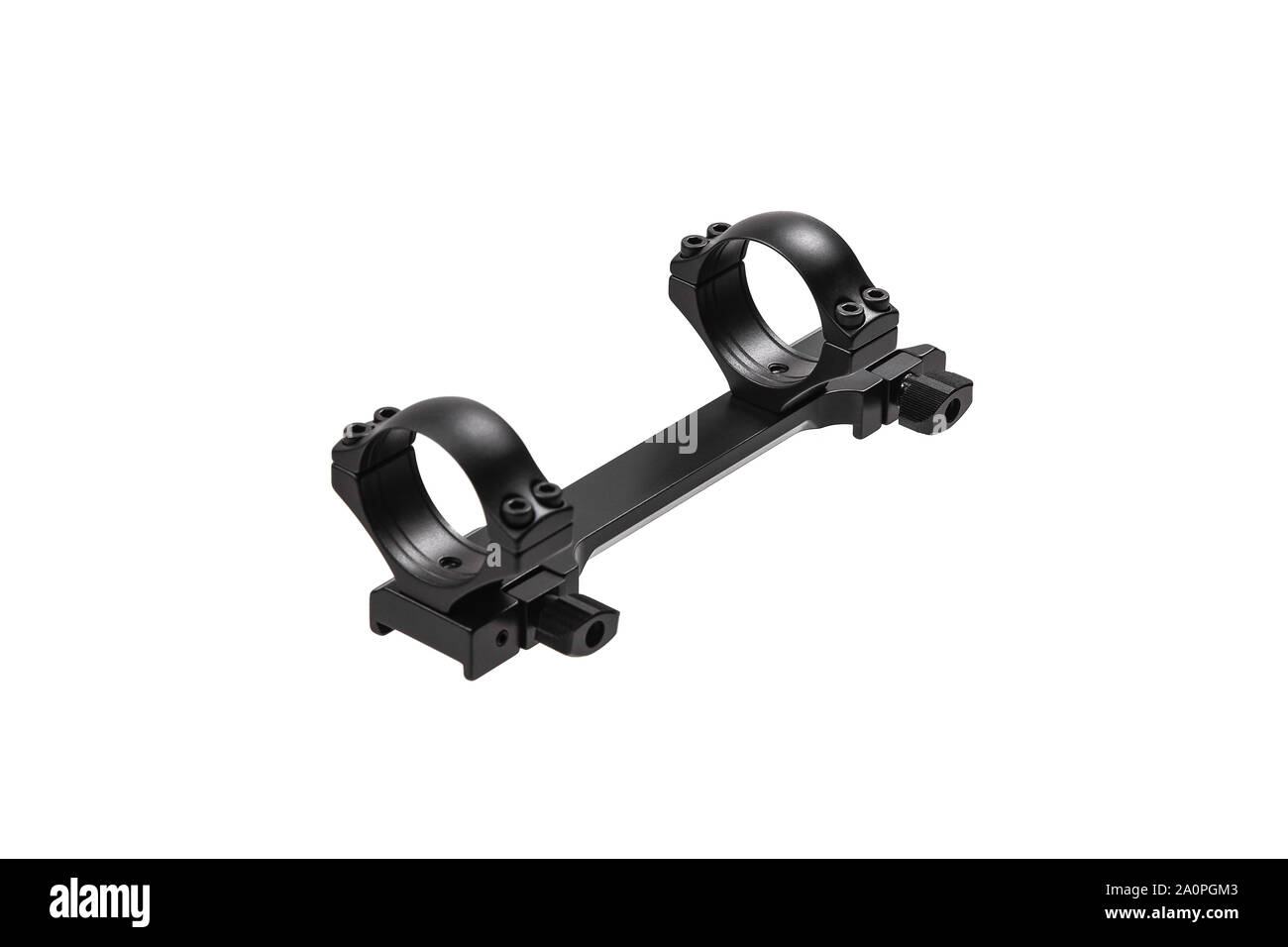 Quick disconnect mount made for holding a scope on a rifle isolated on ...