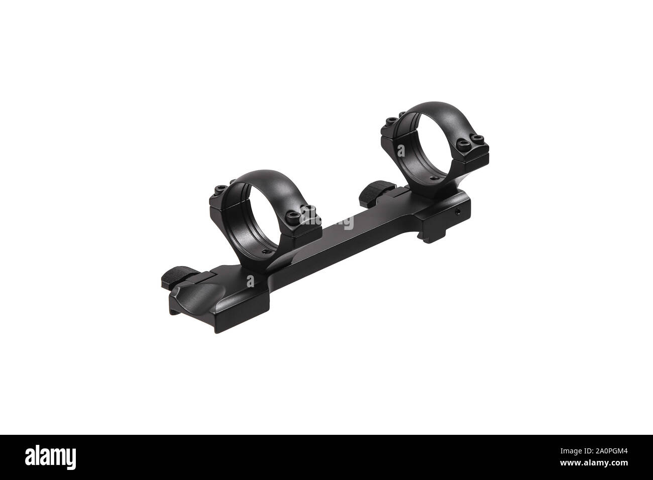 Quick disconnect mount made for holding a scope on a rifle isolated on ...