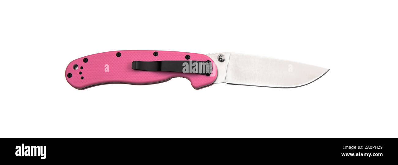Penknife isolate on white background. Modern pink folding knife Stock ...