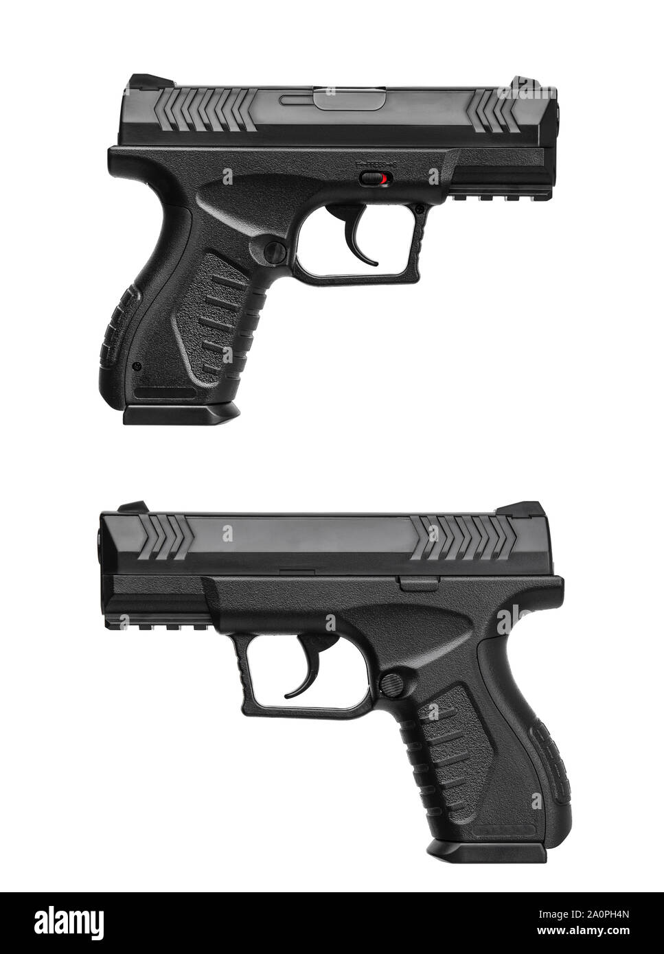 Black gun pistol isolated on white background Stock Photo - Alamy