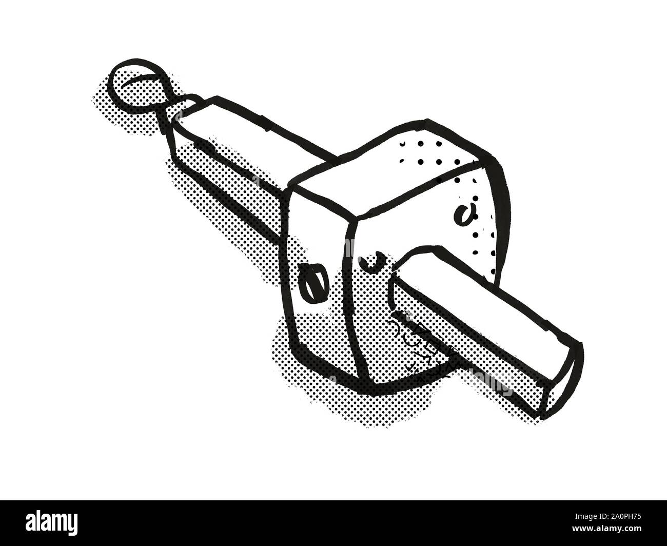 Retro cartoon style drawing of a mortise gauge , a woodworking hand ...