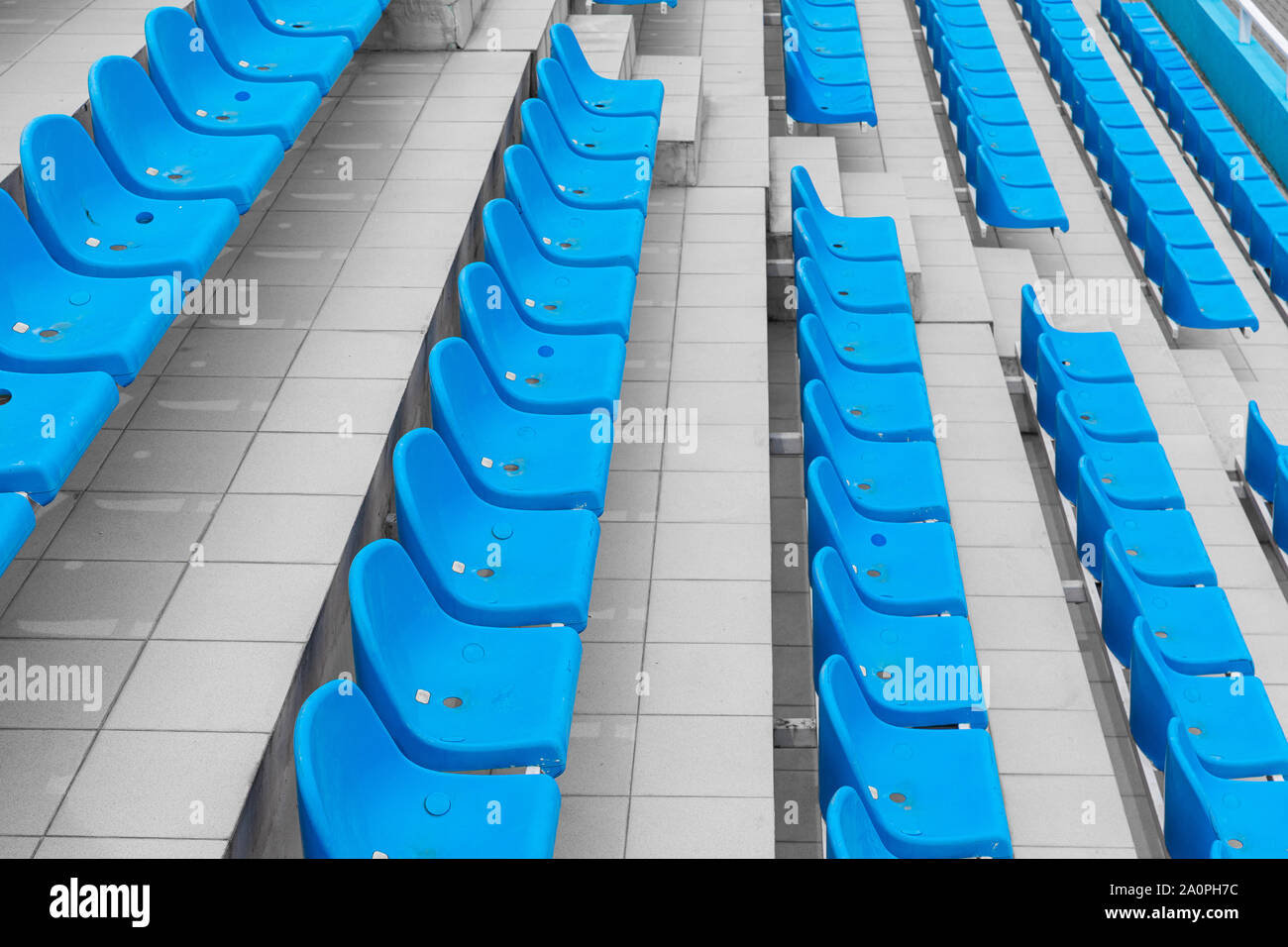 Descending rows of bright spectator seats in sport facility Stock Photo ...