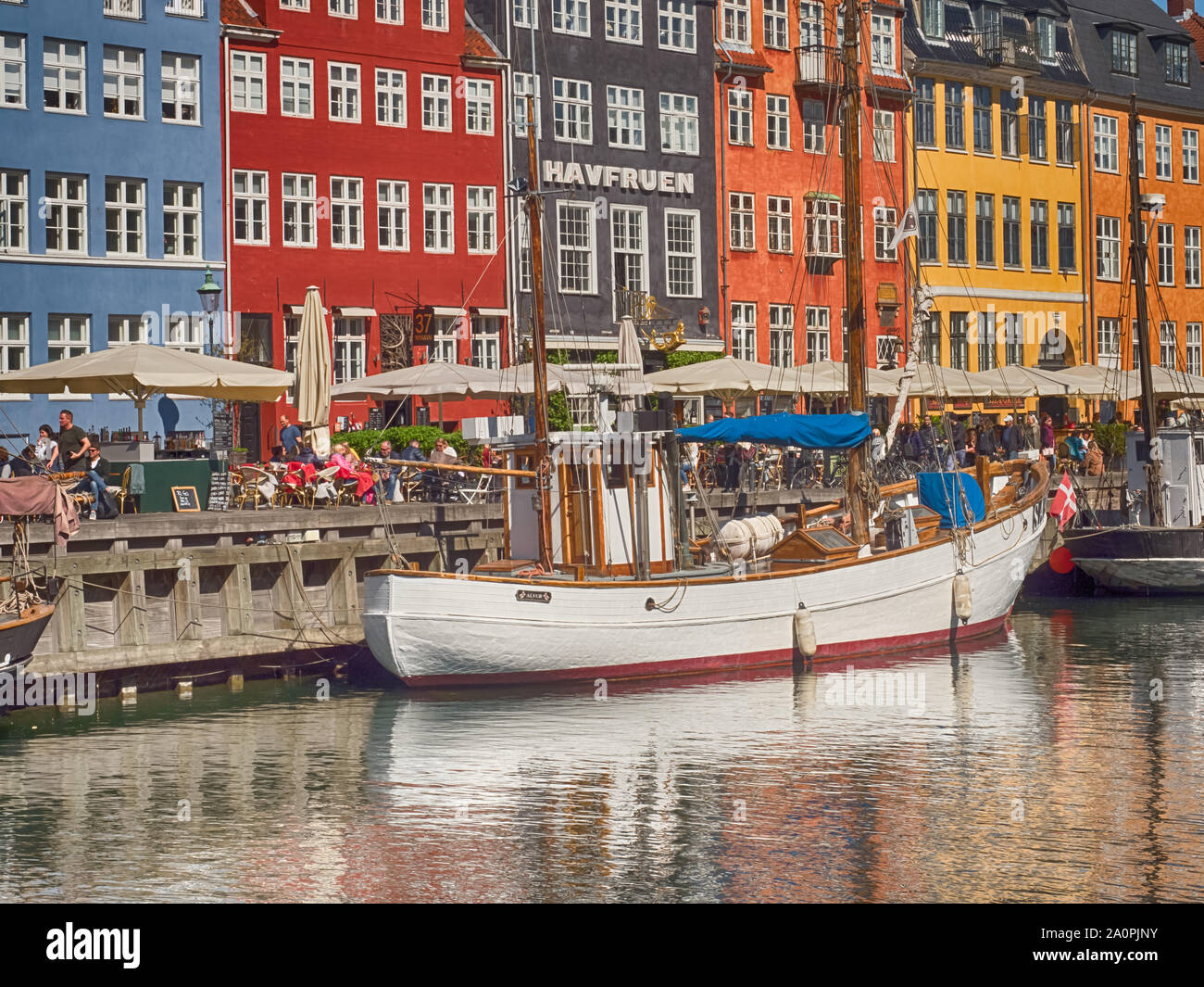 Nyhavn (New Harbour), Copenhagen, Denmark - 14 JMay 2019: Panoramic ...