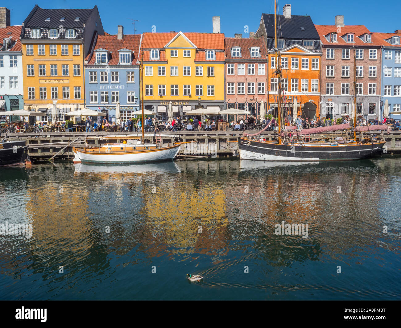 Nyhavn (New Harbour), Copenhagen, Denmark - 14 JMay 2019: Panoramic ...