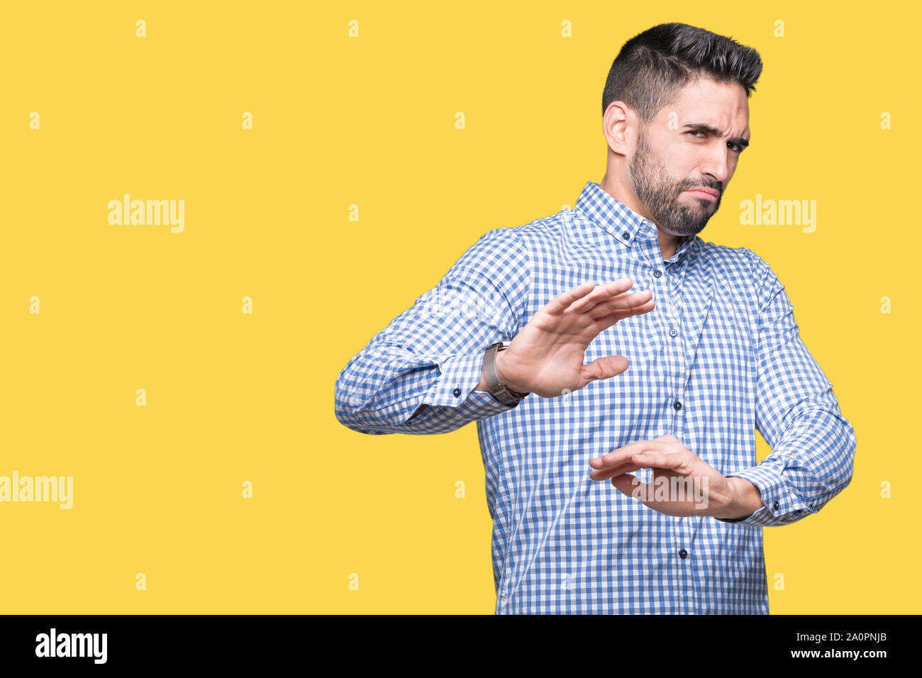 Young handsome man over isolated background disgusted expression ...