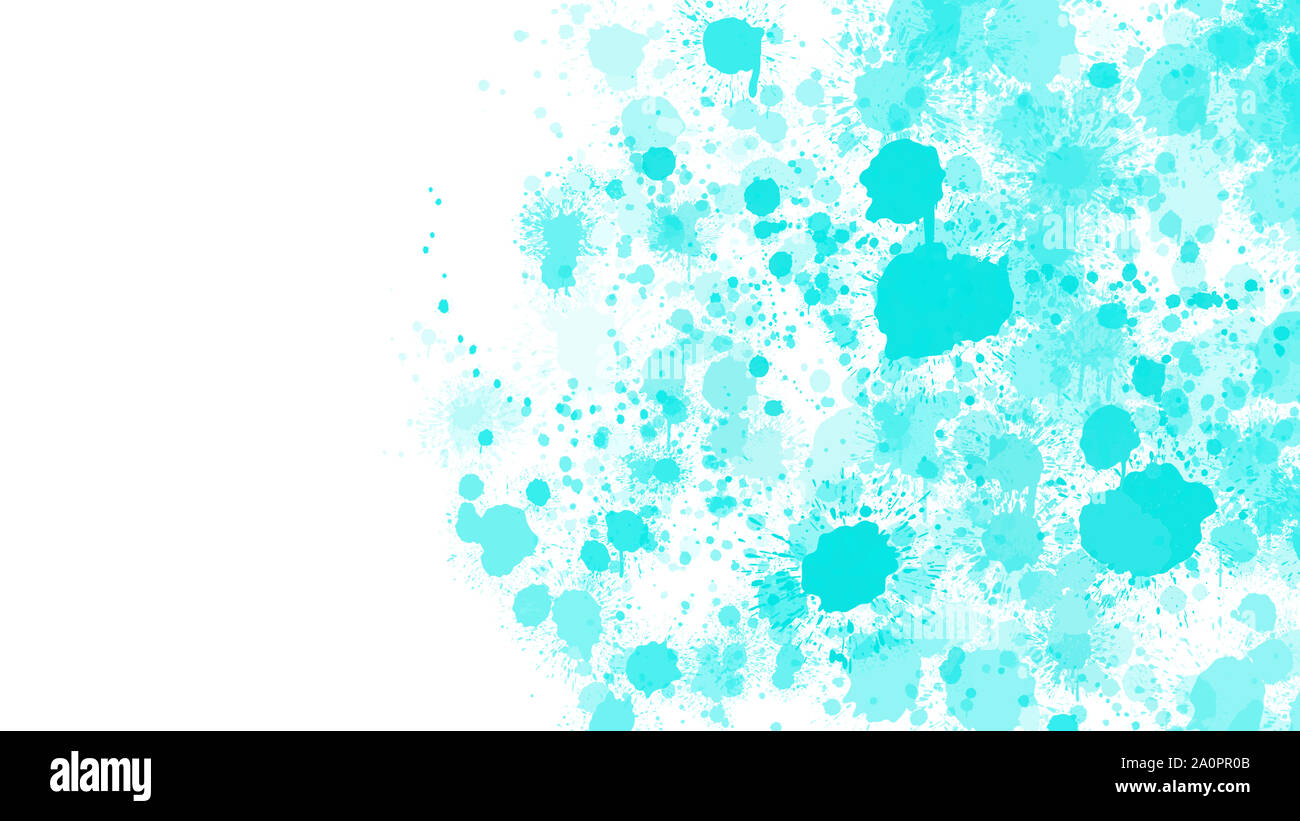 Cyan paint splatter illustration with copy space Stock Photo - Alamy