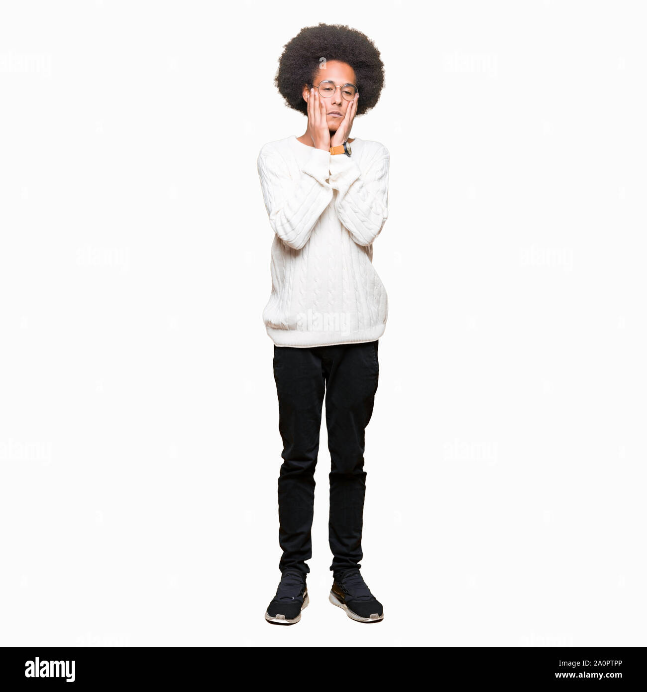 Depressed sick african man Cut Out Stock Images & Pictures - Alamy