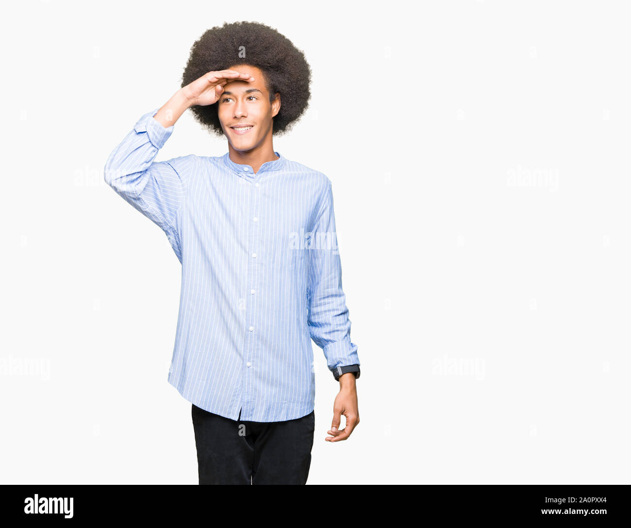 Young african american man with afro hair very happy and smiling ...