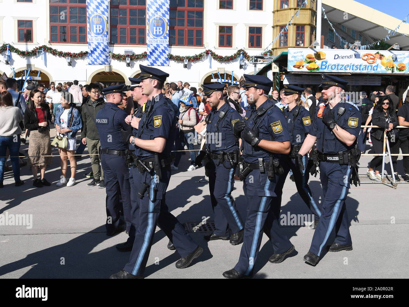 Munich, Germany. 21st Sep, 2019. Start of the Oktoberfest. Policemen ...