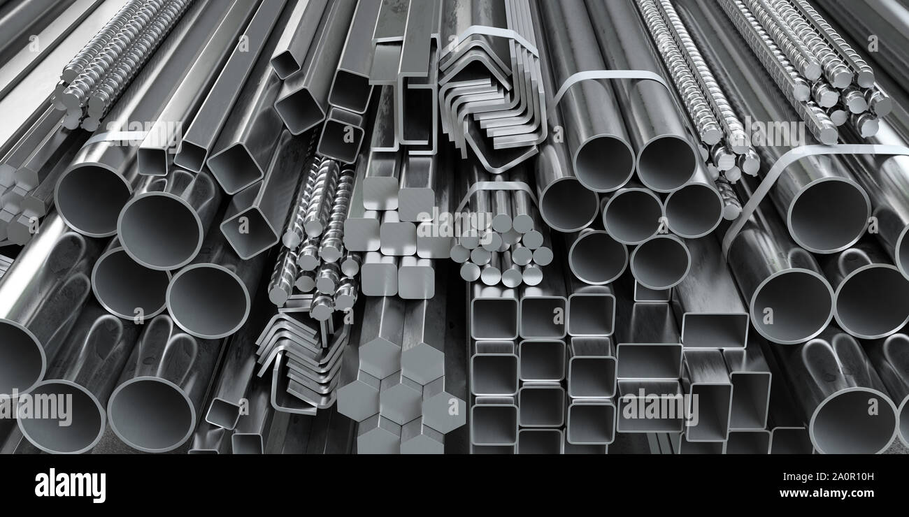 Different metal rolled products. Stainless steel profiles and tubes. in ...