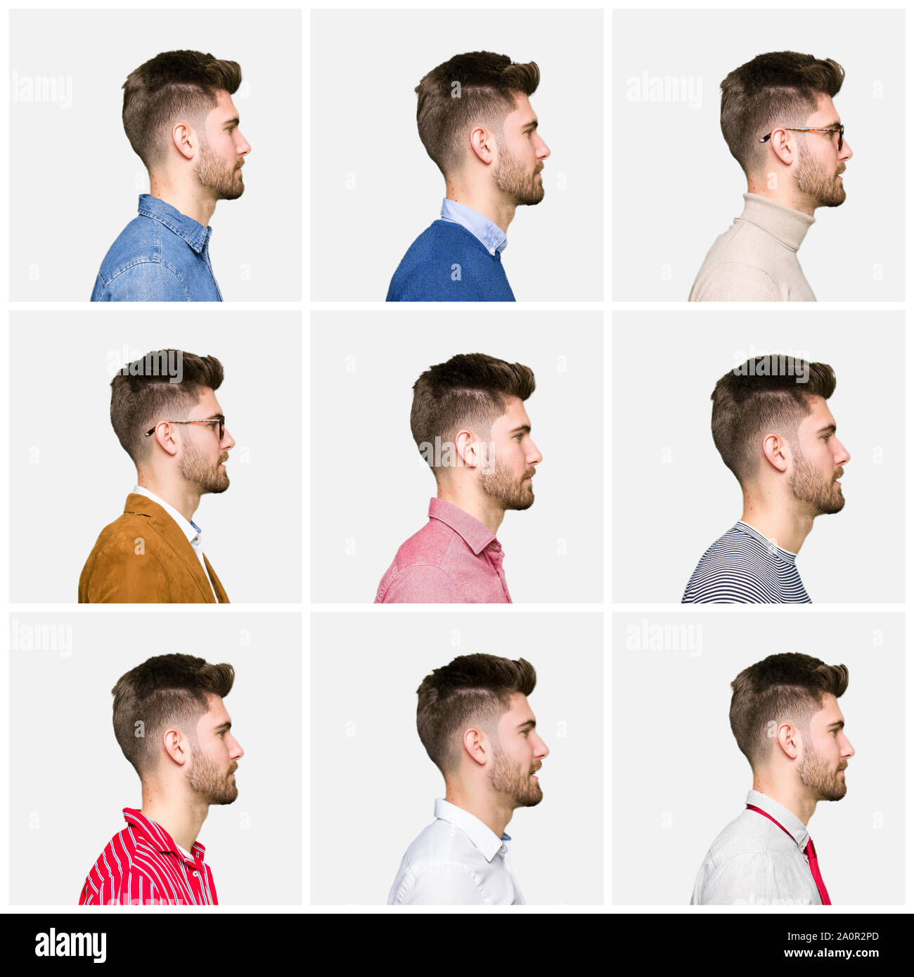 Collage of handsome young business man wearing different looks over ...