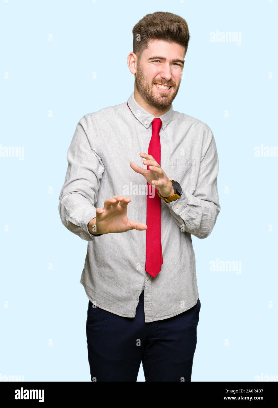 Young handsome business man disgusted expression, displeased and ...