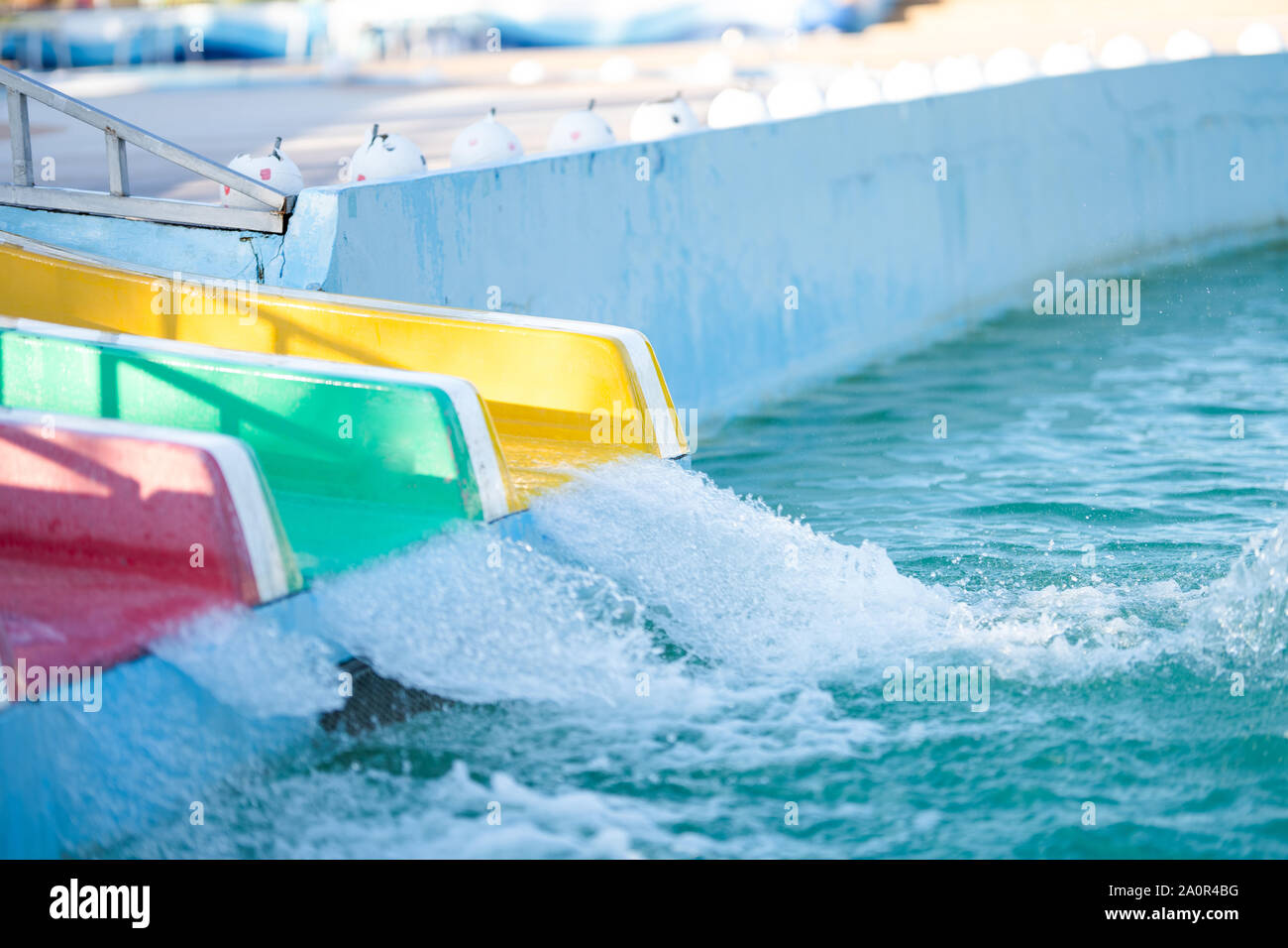 slider in water park, water slide in funny water park Stock Photo - Alamy