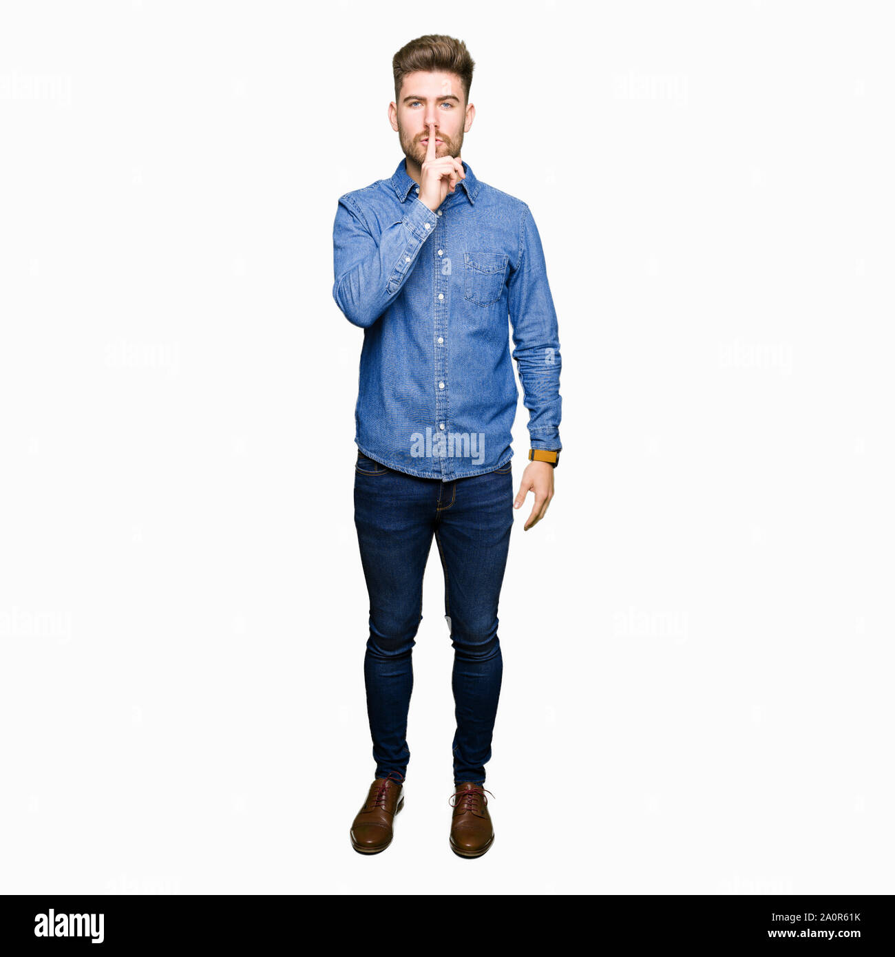 Man beard finger lips Cut Out Stock Images & Pictures - Alamy