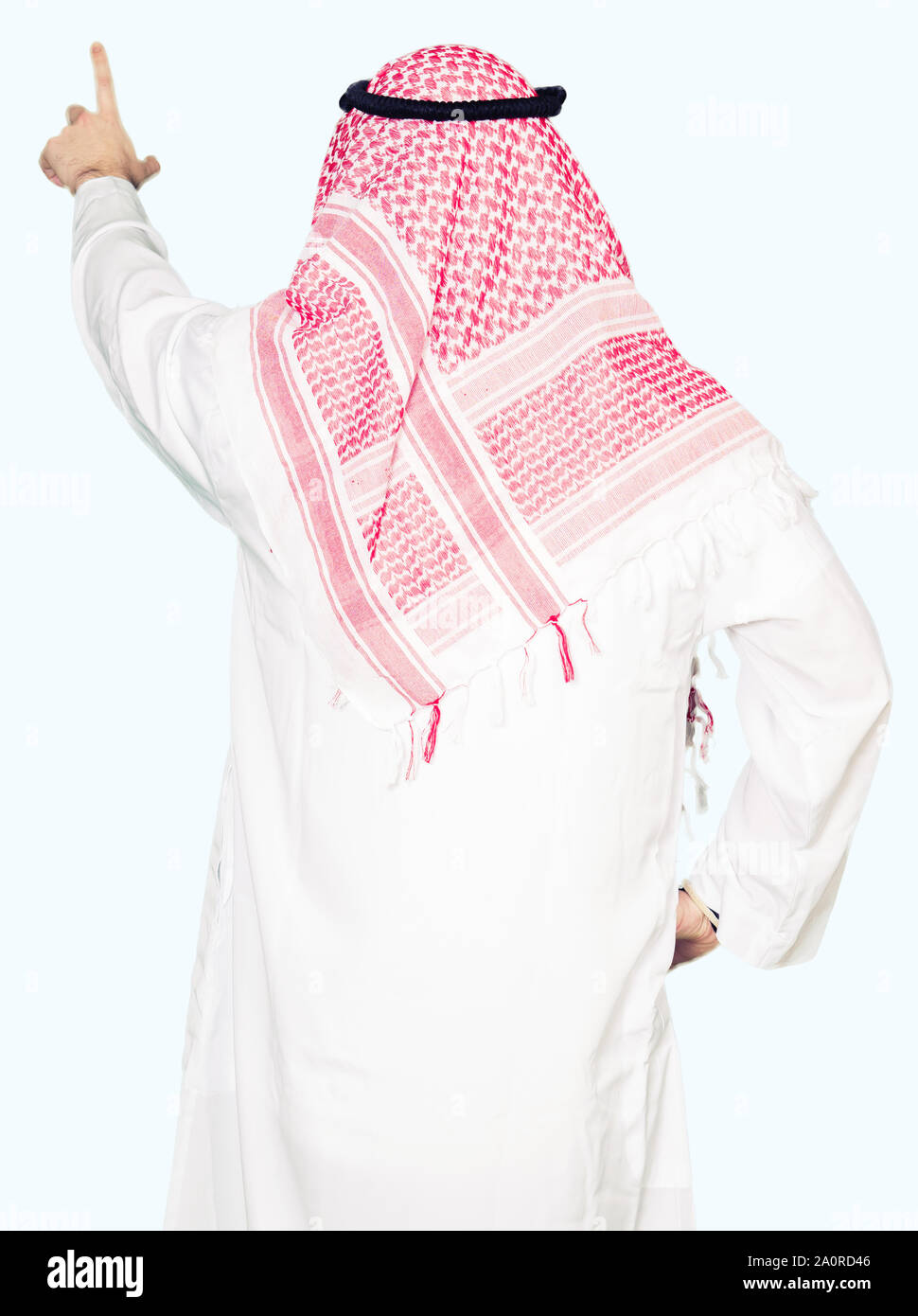 Arabian business man with long hair wearing traditional keffiyeh scarf ...