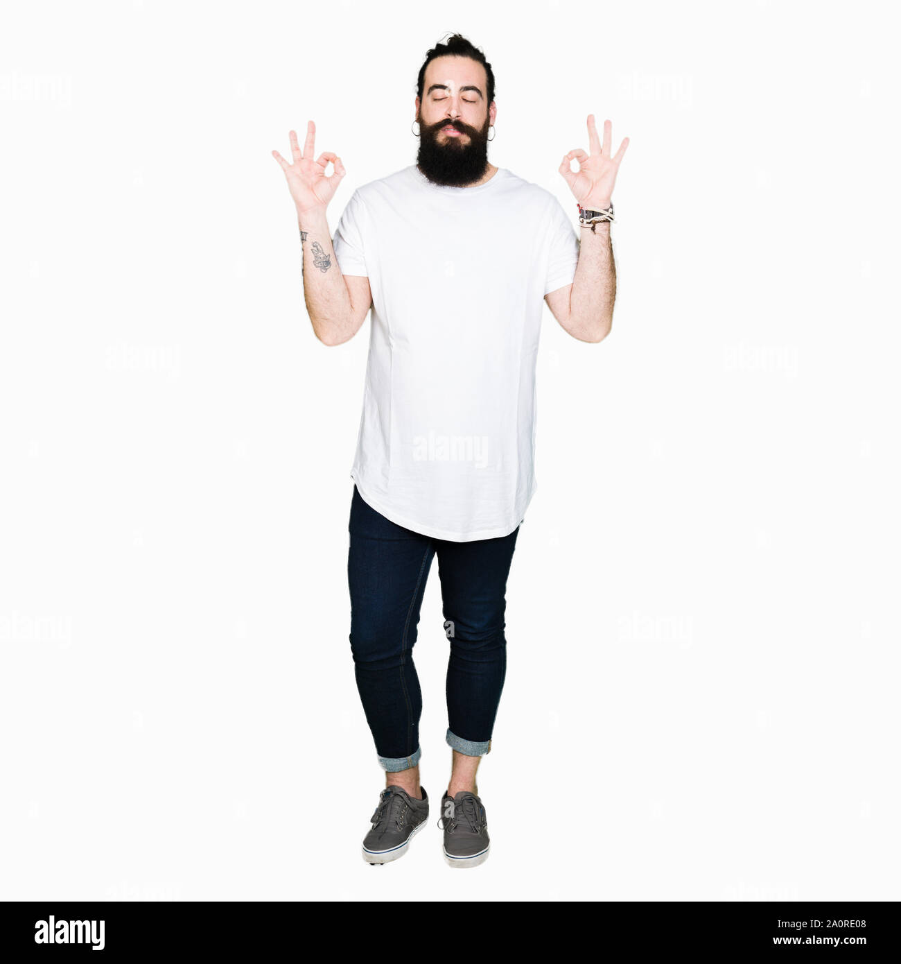 Man long beard closed eyes Cut Out Stock Images & Pictures - Alamy