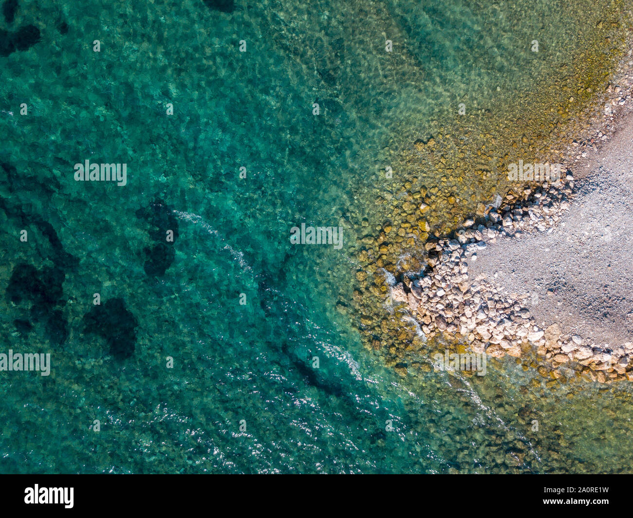 Aerial view of Sveti Nikola, Budva island, Montenegro. Jagged coasts ...