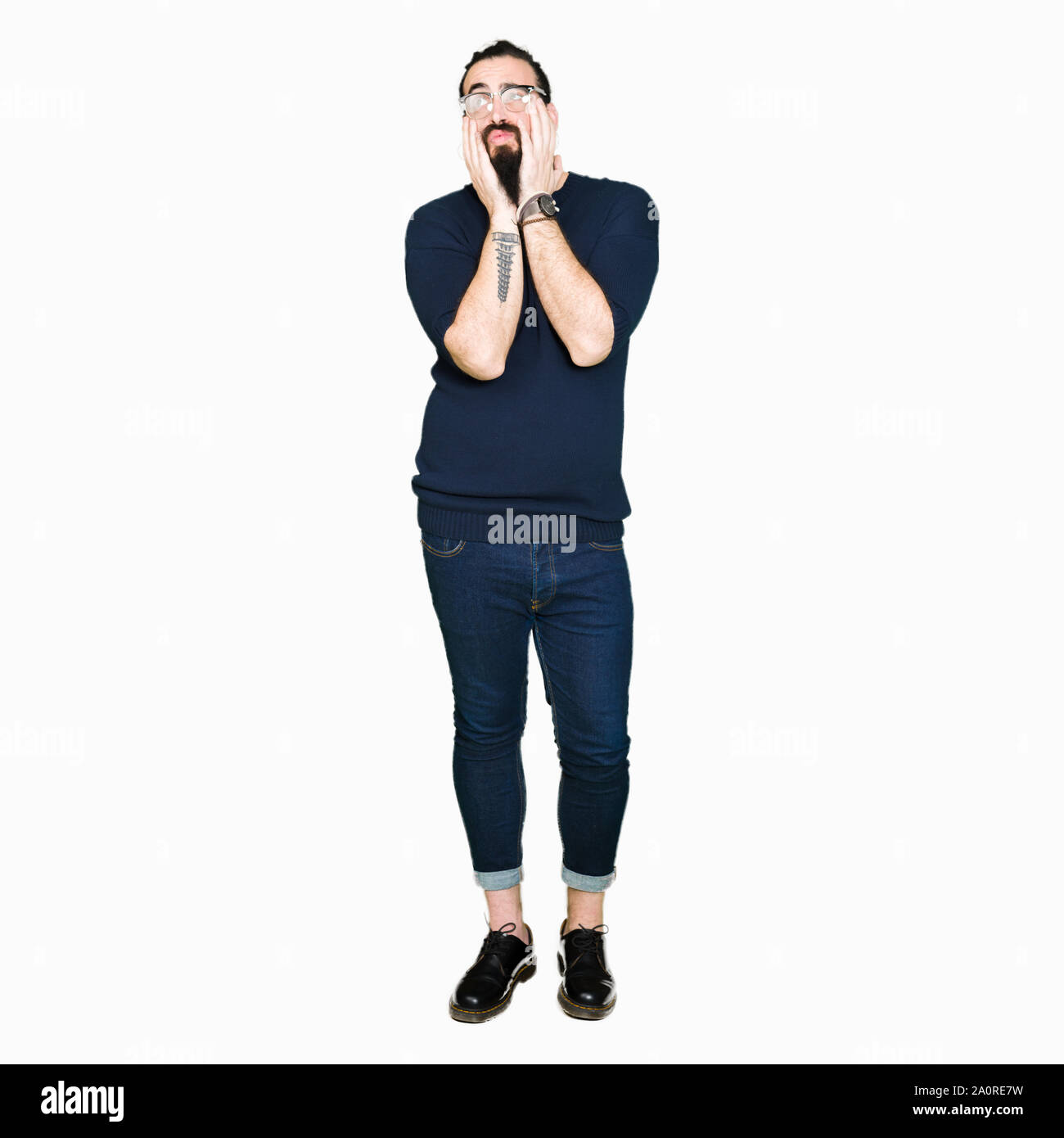 Hispanic man beard tired Cut Out Stock Images & Pictures - Alamy