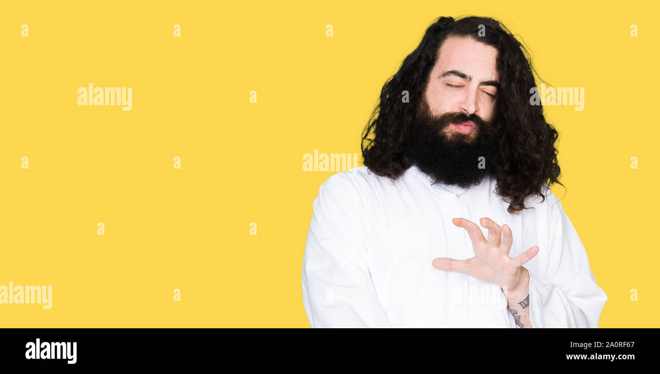 Man wearing Jesus Christ costume disgusted expression, displeased and ...