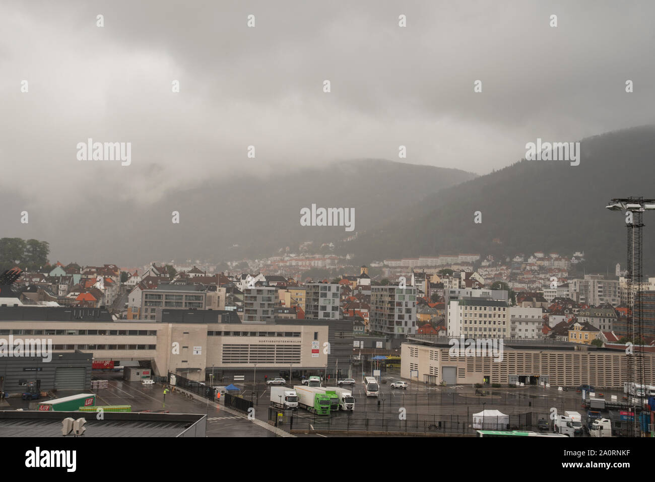 mist and rain soak Bergen city in Norway Stock Photo - Alamy
