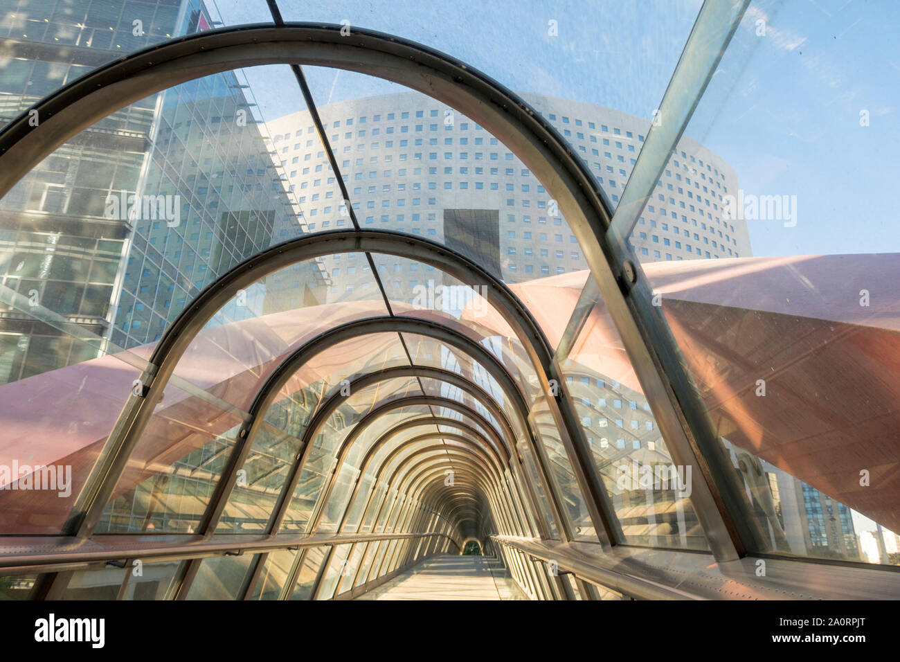Glass Pedestrian Bridge The Pedestrian Bridge Of Glass Walls In A City