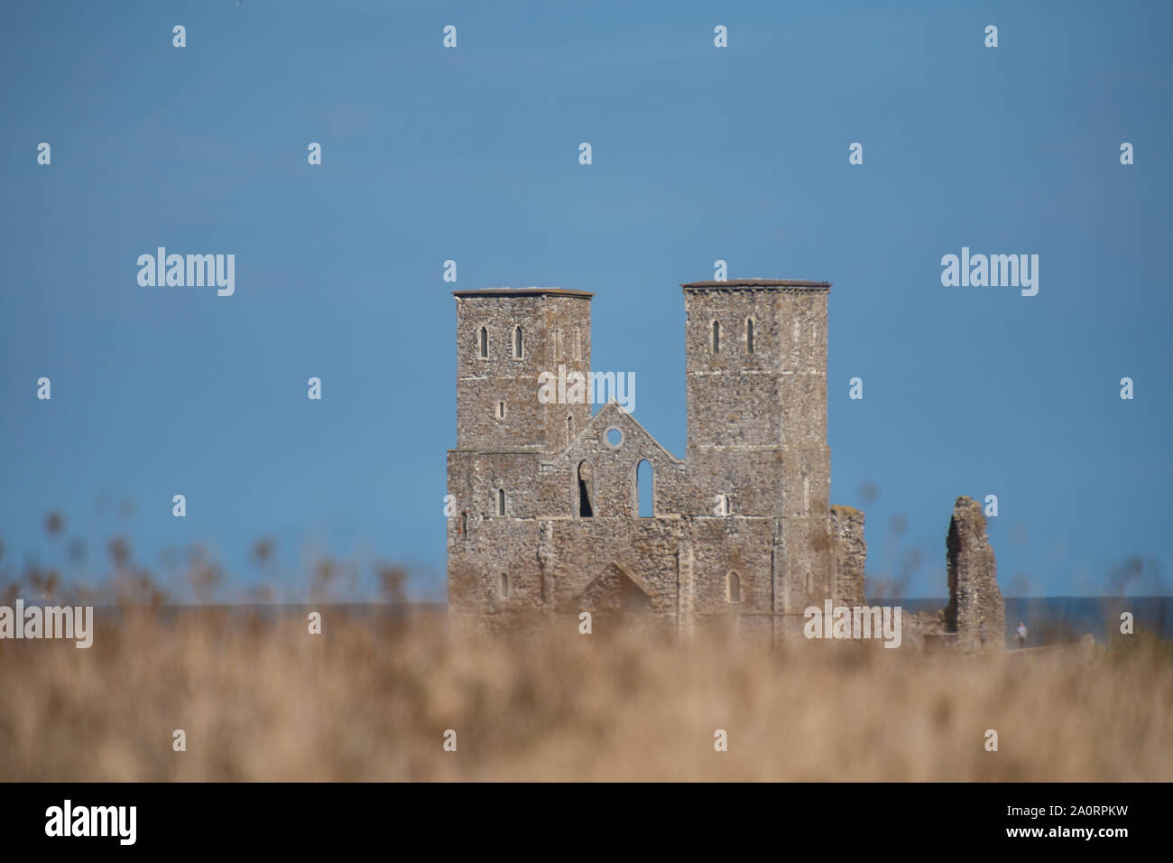 Reculver Towers and Roman Fort Kent in late summer Stock Photo - Alamy
