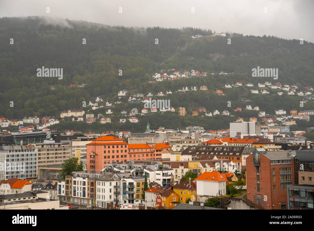 mist and rain soak Bergen city in Norway Stock Photo - Alamy