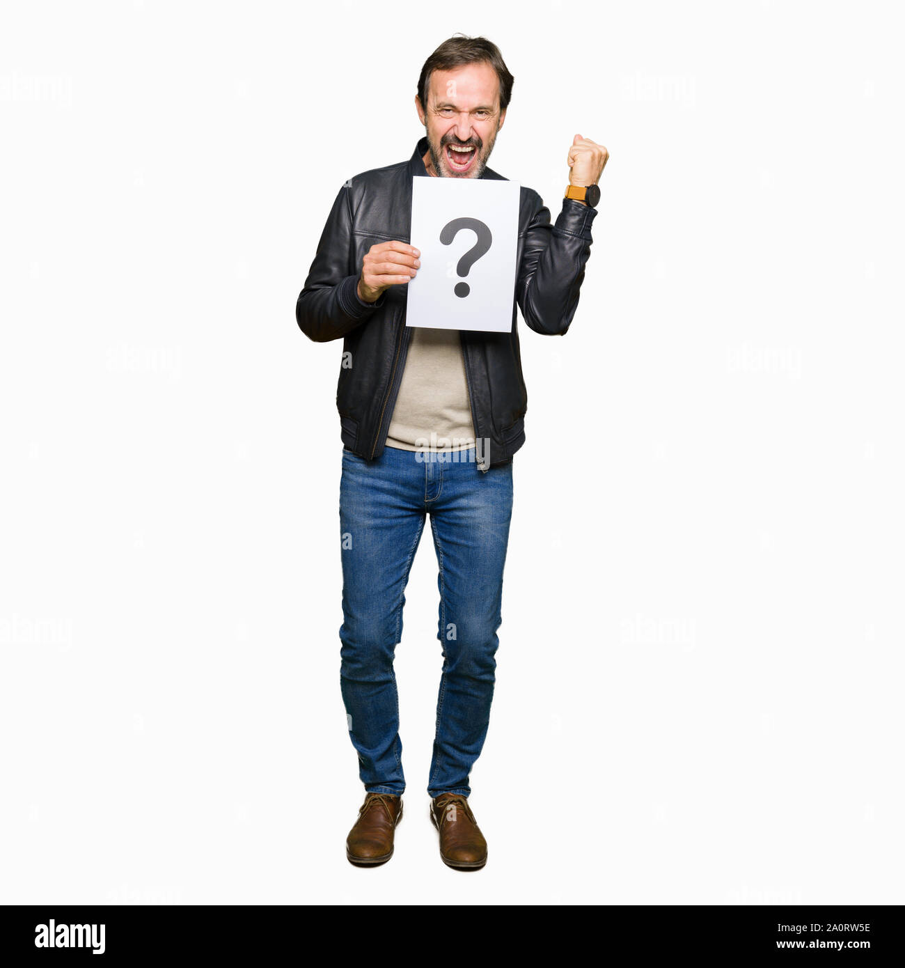 Excited mature man screaming Cut Out Stock Images & Pictures - Alamy