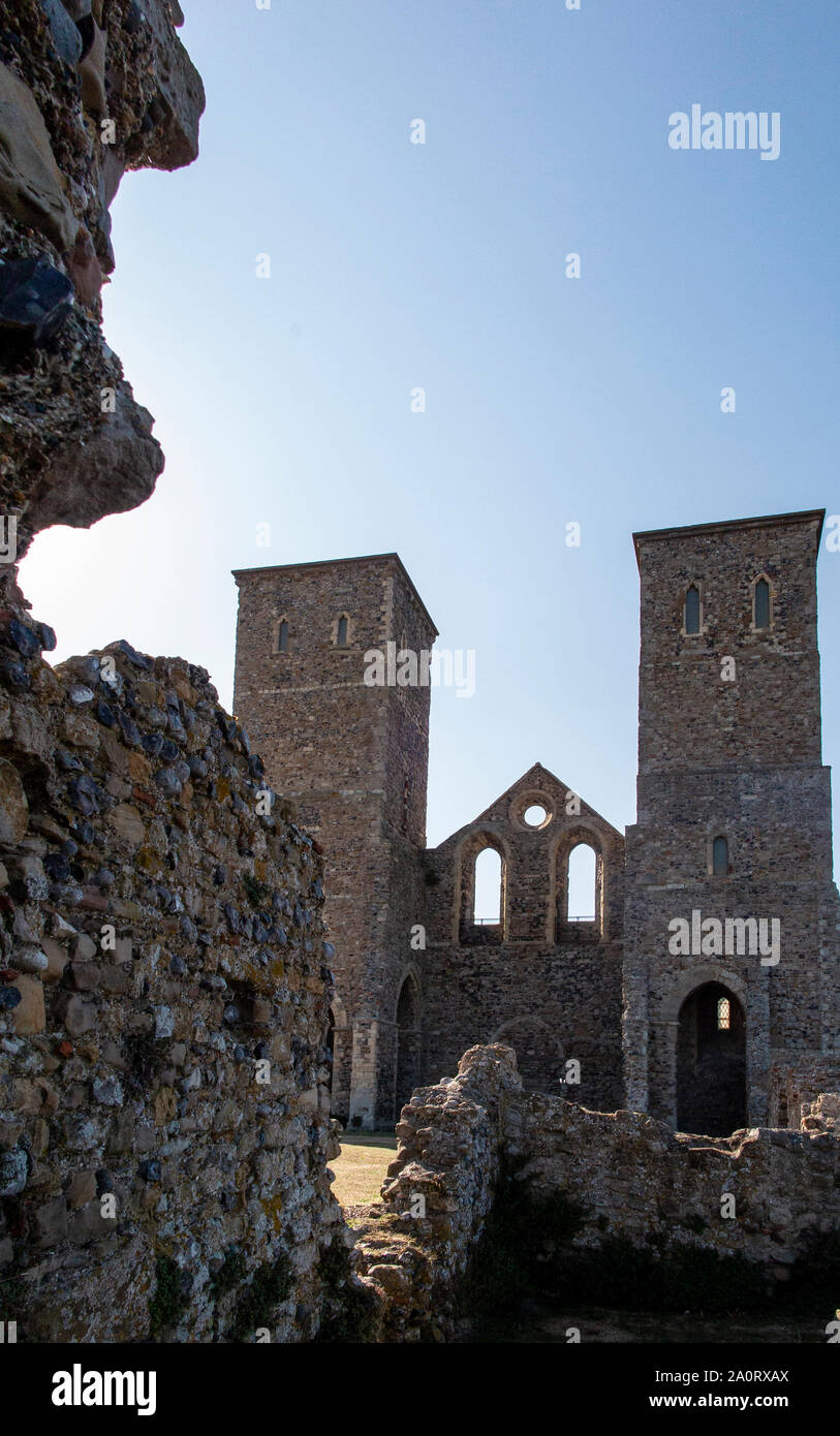 Reculver Towers and Roman Fort Kent in late summer Stock Photo - Alamy