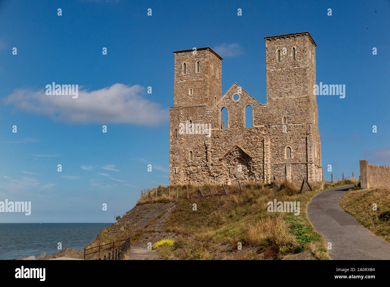 Reculver Towers and Roman Fort Kent in late summer Stock Photo - Alamy