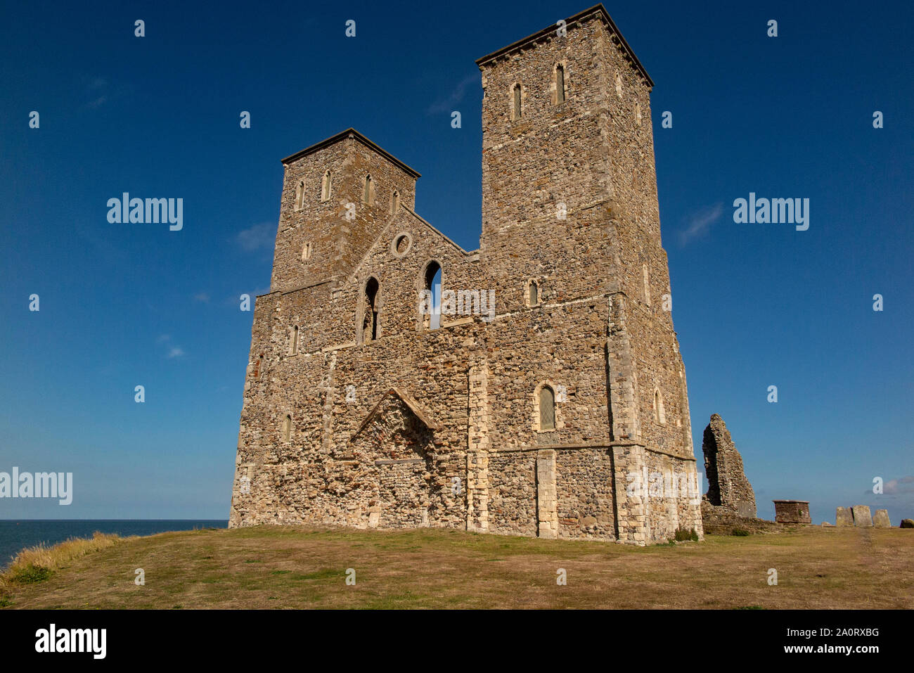 Reculver Towers and Roman Fort Kent in late summer Stock Photo - Alamy