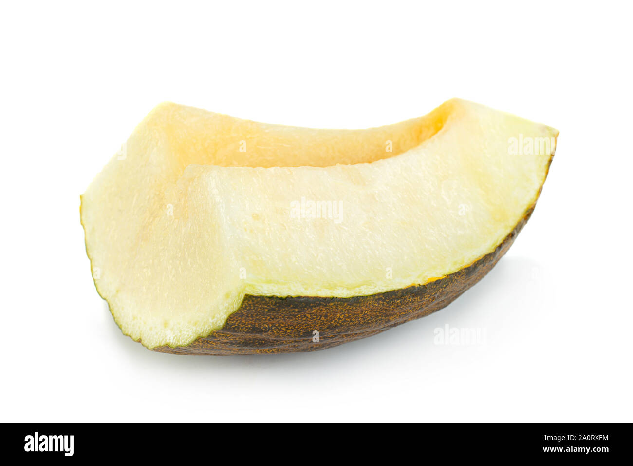 Spanish melon Piel de sapo slice on white background Stock Photo - Alamy