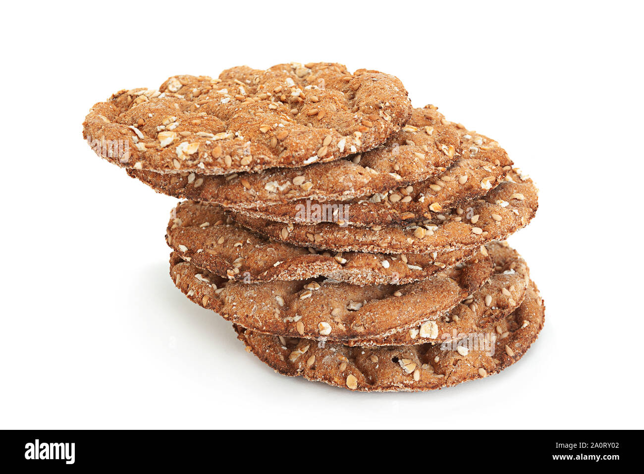 Whole grain rye crispbread isolated on white Stock Photo - Alamy