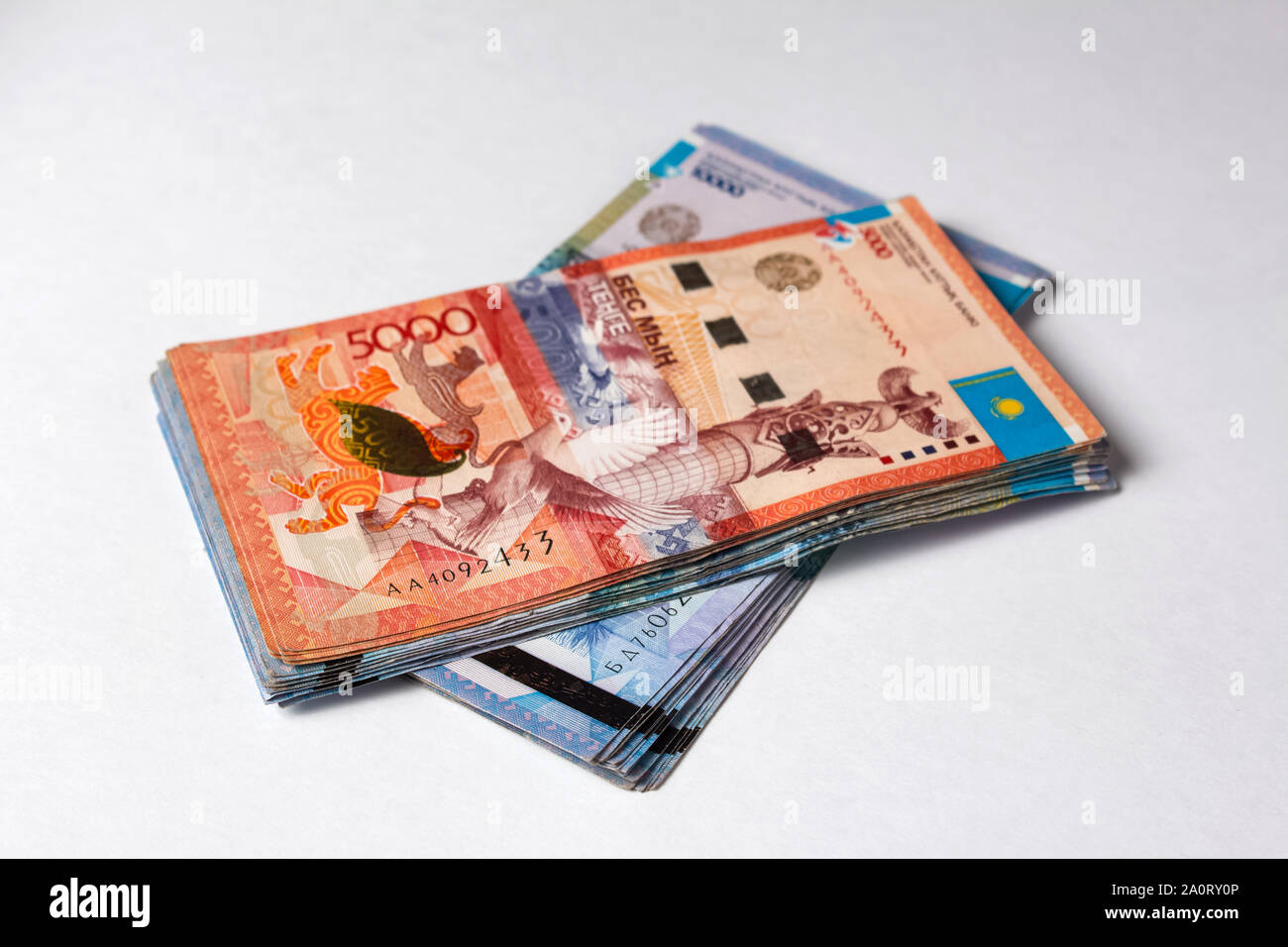 Tenge on white background. Kazakh money. Banknotes tenge. Money ...