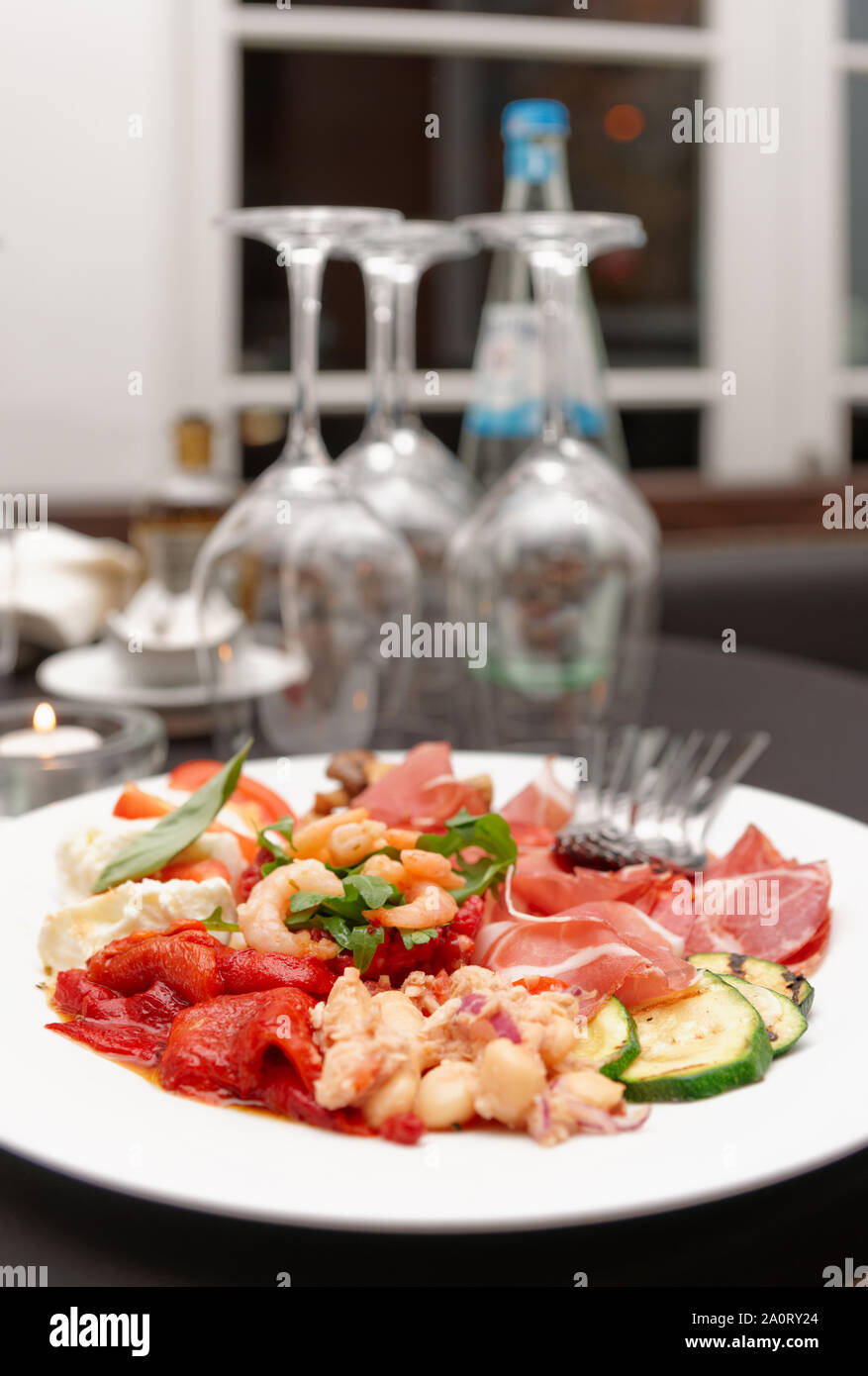 Set of different appetizers in plate Stock Photo - Alamy