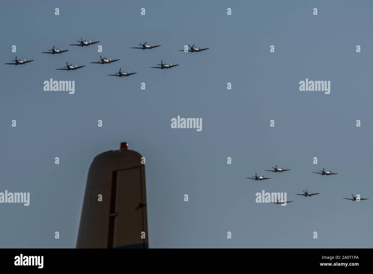 16 Supermarine Spitfires make a flypast finale - Duxford Battle of ...