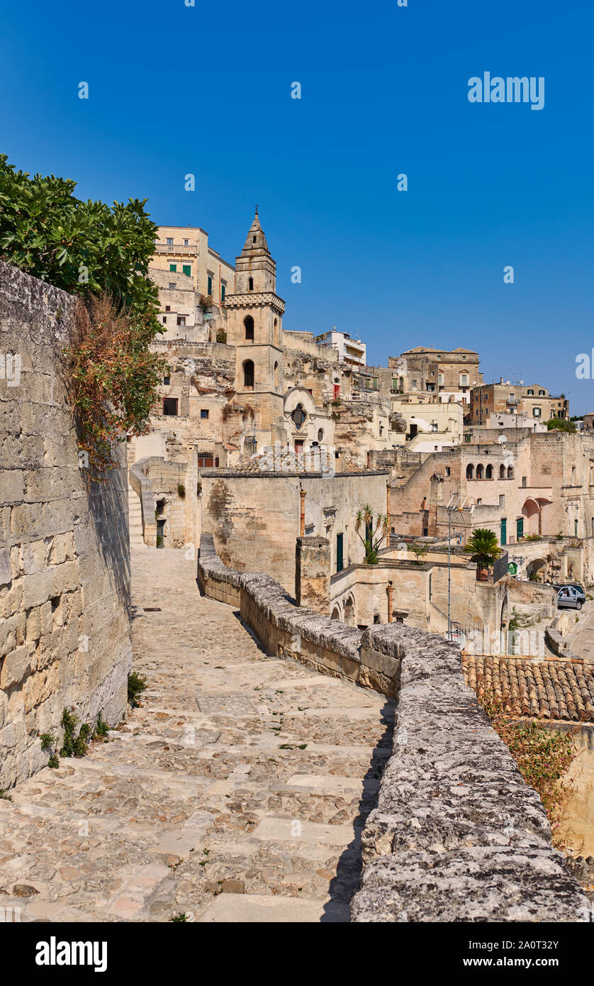 Basilicata, Province of Matera, Matera. Old stone buildings and the ...