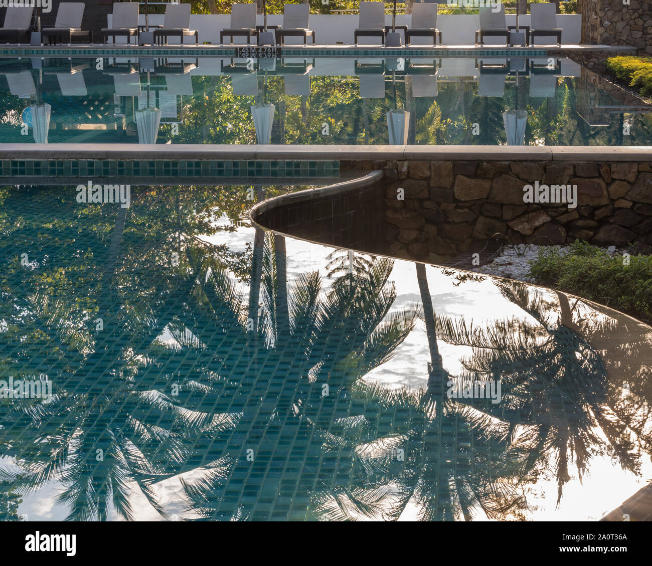 Swimming pool reflection, Thailand Stock Photo - Alamy